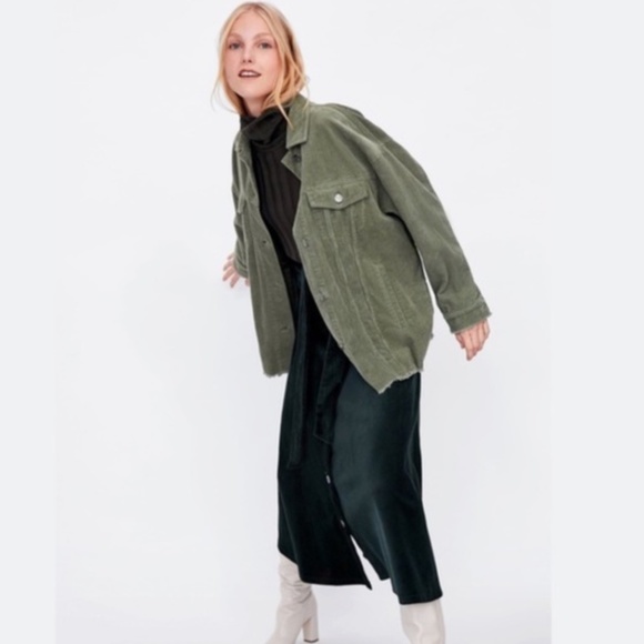 Zara | Jackets & Coats | Zara Green Corduroy Shacket | Poshmark